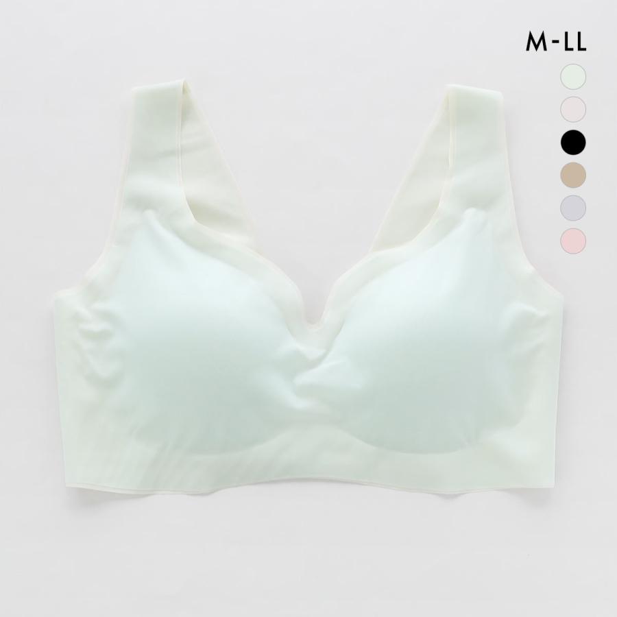 SHIROHATO サンエイ なめらかFit レイヤード風 超薄ブラ 脇高 ノンワイヤー M L LL 脇肉 すっきり 脇寄せ まるで素肌 シームレス 敏感肌 SANEI ...