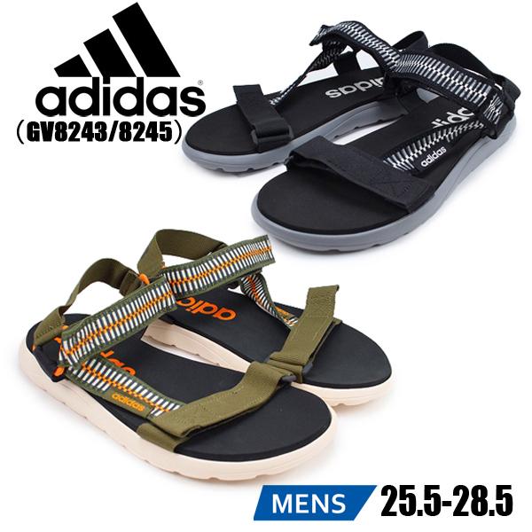 adidas アディダス サンダル ベルクロ シャワー スポーツ ジム プール ビーチ オリーブ/オレンジ ブラック/グレー 靴 メンズ ...