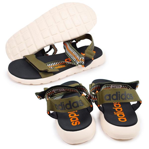 adidas アディダス サンダル ベルクロ シャワー スポーツ ジム プール ビーチ オリーブ/オレンジ ブラック/グレー 靴 メンズ ...