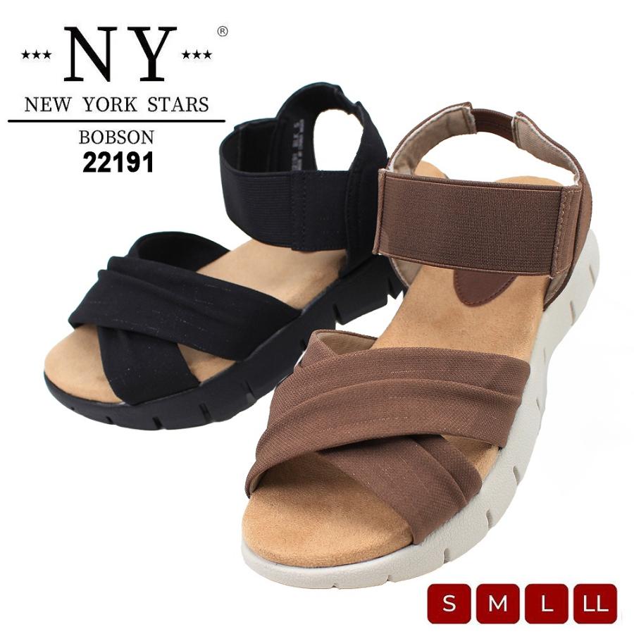 BOBSON ボブソン スターズ ニューヨーク サンダル レディース 軽量 ブラック ダークブラウン 幅広3E シューズ 靴 おしゃれ シンプル 22191 : OnStep - 通販 ...