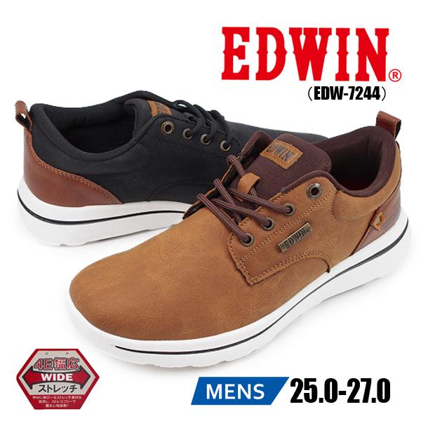 EDWIN エドウィン 幅広4E 軽量 ふかふかインソール カジュアル スニーカー ブラック ブラウン 靴 メンズ EDW-7244 : OnStep - 通販 - Yahoo!ショッピング