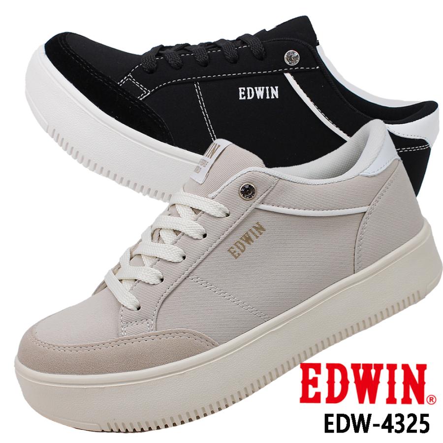 EDWIN エドウィン スニーカー レディース 厚底 ブラック アイボリー 軽量 カジュアル おしゃれ シューズ 運動靴 4325 : OnStep - 通販 - Yahoo!ショッピング