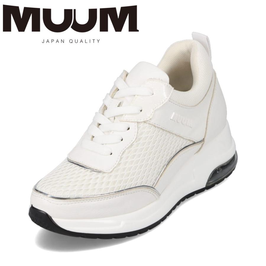 ムーム MUUM MU2477 レディース ローカットスニーカー インヒール エアソール 低反発 クッション スポーティ 脚長効果 ホワイト ...