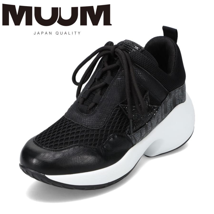 MUUM ムーム MU3751 レディース ローカットスニーカー 厚底 ボリュームソール カップインソール 星 キラキラ ブラック ...