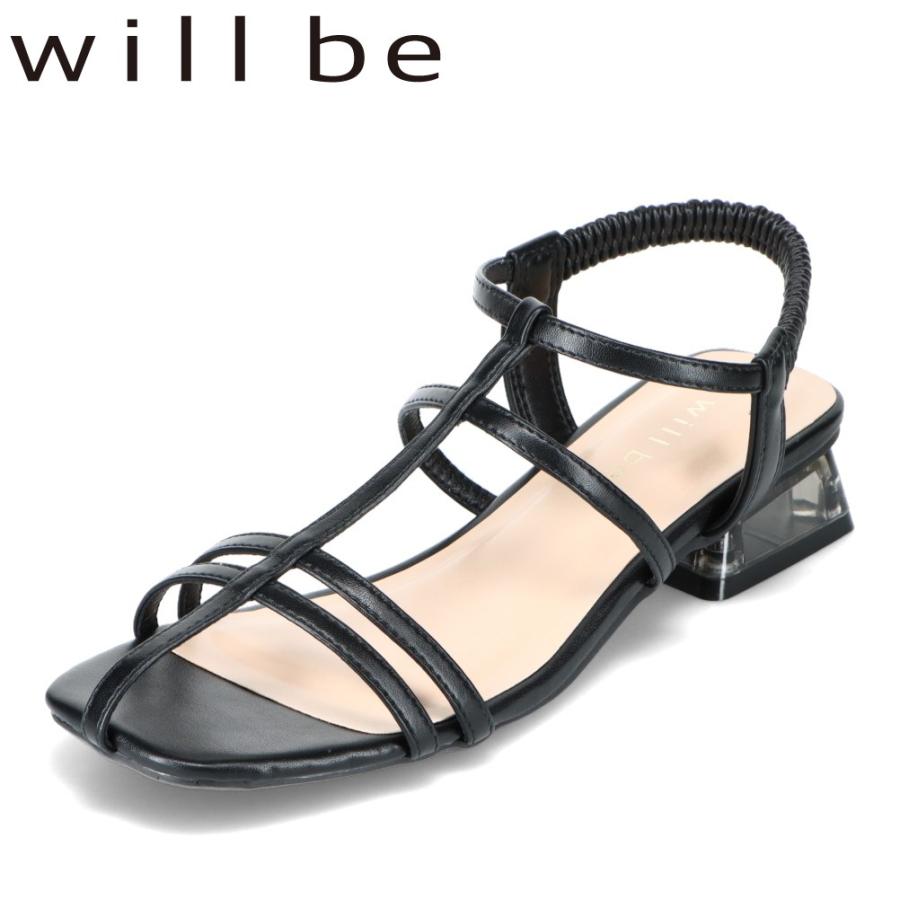 WILL BE ウィルビー will be WB-167 レディース サンダル ストラップサンダル 着脱簡単 クリア素材 スクエアヒール エレガント ブラック 爆買 : SHOEPLAZA ...