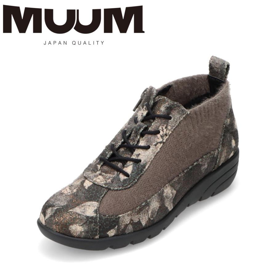 MUUM（ムーム） レディース スニーカー 疲れにくい 軽量 防寒 あったか ニット モヘア 柔らかい グリップ 2E相当 グレーコンビ ...