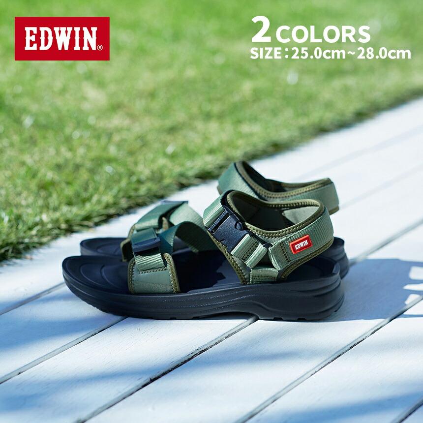EDWIN エドウィン スポーツサンダル メンズ ブラック カーキ EW5123 : SHOE LIFE Yahoo!店 - 通販 - Yahoo!ショッピング