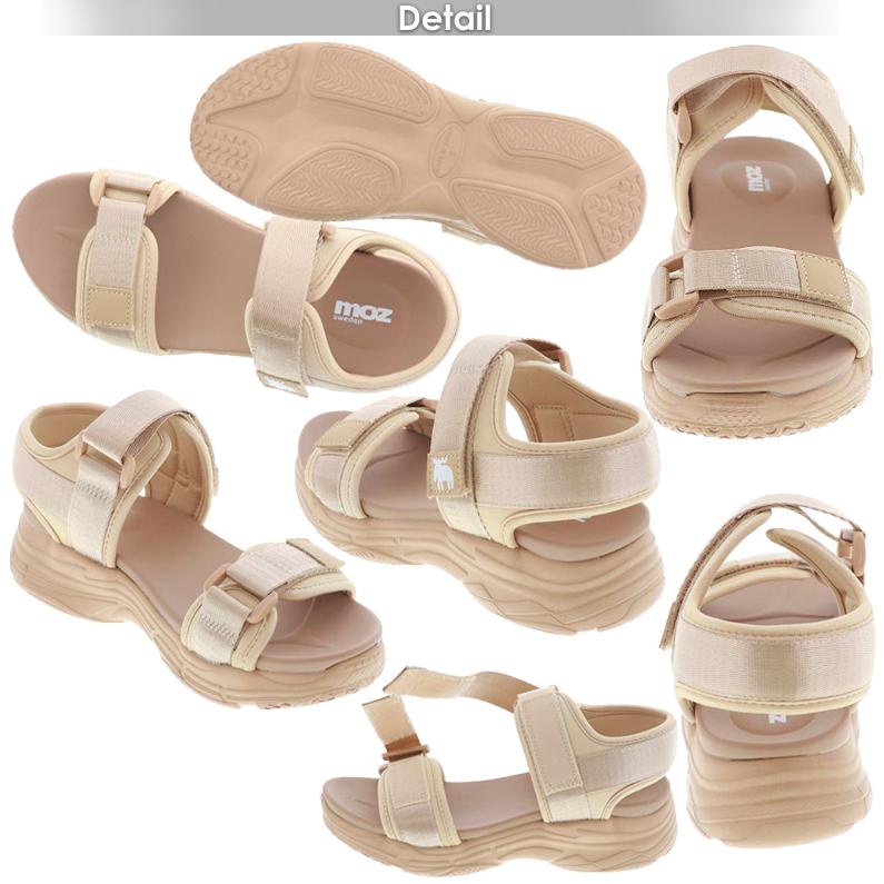 moz MOZ モズ 靴 レディースサンダル 厚底 スポーツサンダル スポサン ストラップサンダル MZ - 1001 ベルクロベルト ベージュ/ブラック S M L LL : 靴のシュー ...