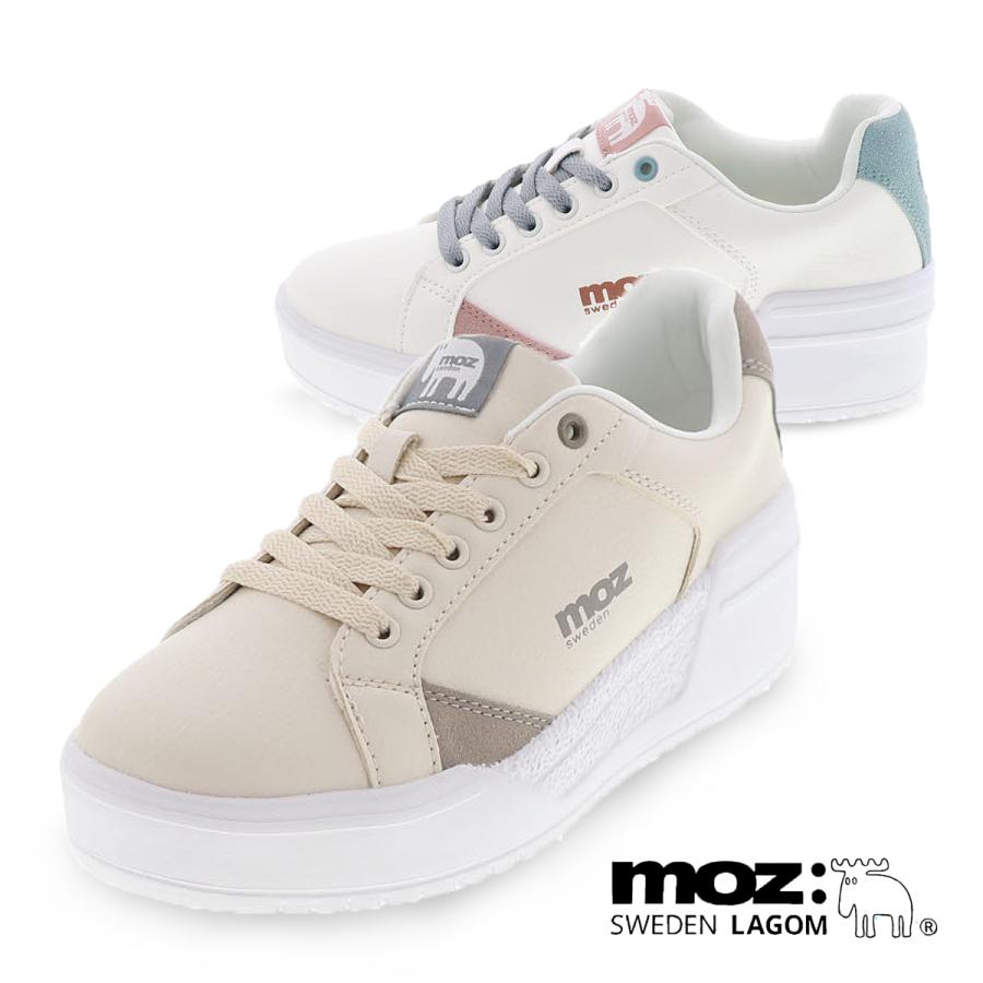 moz モズ 靴 レディース スニーカー 厚底 ローカット カジュアル コートシューズ 超軽量 通勤 通学 運動靴 北欧 ブランド MOZ 24151 ベージュ/マルチ : 靴のシューマート ...