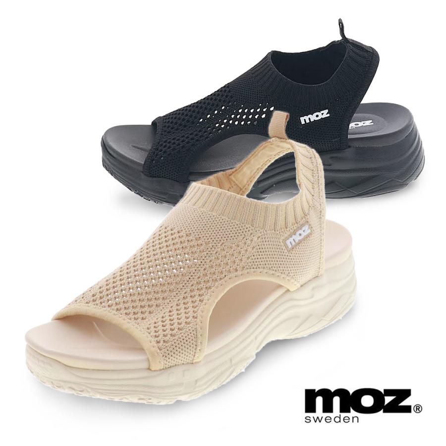moz MOZ モズ 靴 レディースサンダル 足にフィットする メッシュ ニット コンフォート サンダル 夏サンダル 厚底 MZ - 8889 ベージュ/ブラック S M L LL : 靴の ...