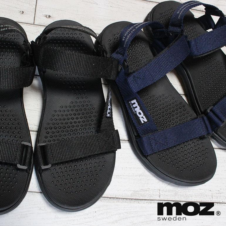 moz モズ 3824 サンダル メンズ ブラック ネイビー Mサイズ〜LLサイズ スポーツサンダル ストラップサンダル マジックテープ ベルクロ エルク : シューズパーク ビースタイル ...