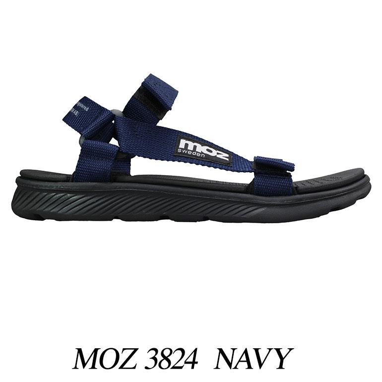moz モズ 3824 サンダル メンズ ブラック ネイビー Mサイズ〜LLサイズ スポーツサンダル ストラップサンダル マジックテープ ベルクロ エルク : シューズパーク ビースタイル ...