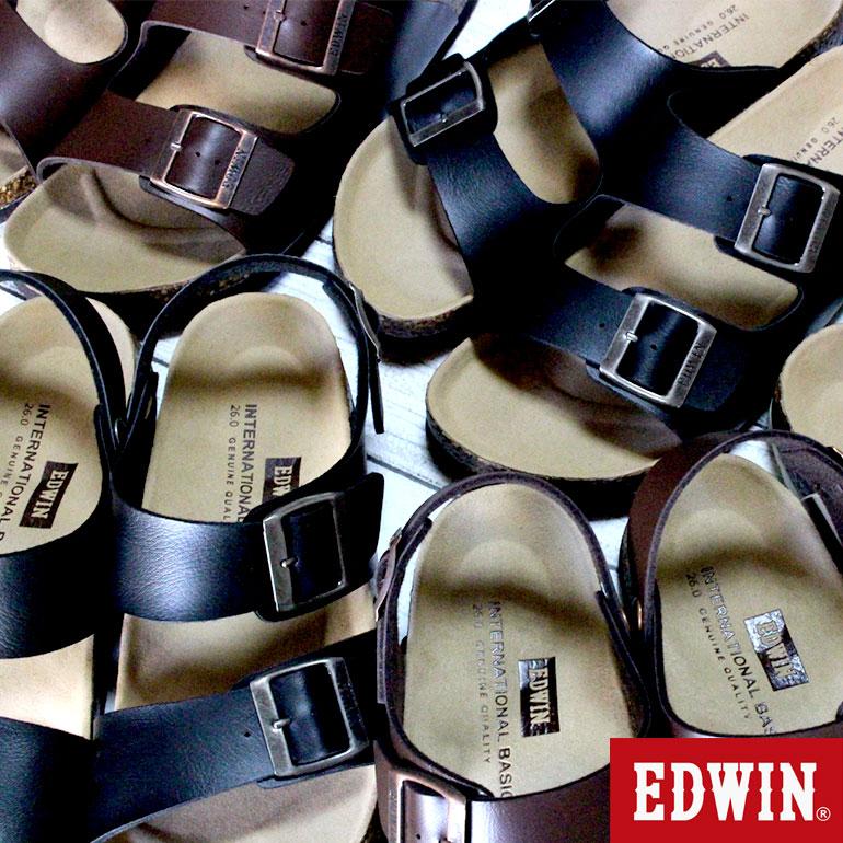 EDWIN（エドウィン） サンダル メンズ EB1001 EB1003 EB1005 白 黒 ダークブラウン トリコロール ネイビー 25.0cm〜28.0cm : シューズパーク ビー ...
