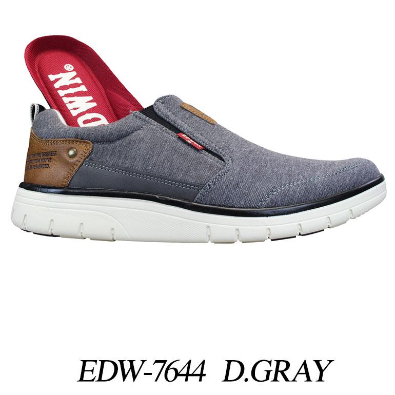 EDWIN エドウィン スニーカー スリッポン メンズ EDW-7644 靴 軽量 軽い 幅広 ブラック ダークグレー 黒 シューズ 25.0cm〜27.0cm : シューズパーク ビー ...