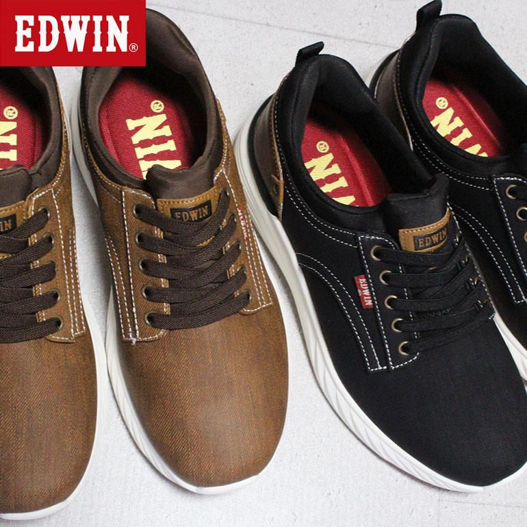 EDWIN エドウィン スリッポンスニーカー メンズ EDW-7647 ブラック ブラウン 黒 ストレッチ ワイド 幅広 ゆったり シューズ カジュアル : シューズパーク ビースタイル ...