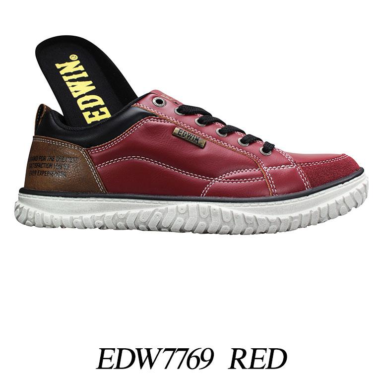 EDWIN エドウィン スニーカー メンズ EDW-7769 ブラック レッド 黒 赤 幅広 ワイド 滑りにくい 耐滑ソール 軽量 軽い カジュアル シューズ : シューズパーク ビースタイル ...