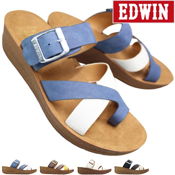 EDWIN リゾートサンダル エドウィン EW9502 ネイビー マスタード ホワイト ブラック 23cm〜24cm レディース サンダル サマーサンダル スライドサンダル : 靴ショップ ...