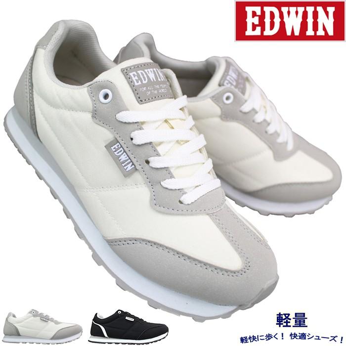 EDWIN スニーカー エドウィン レディース EDW4327 グレー ブラック 23cm〜24.5cm カジュアルシューズ ローカットスニーカー 婦人靴 紐靴 運動靴 軽い靴 : 靴ショップ ...