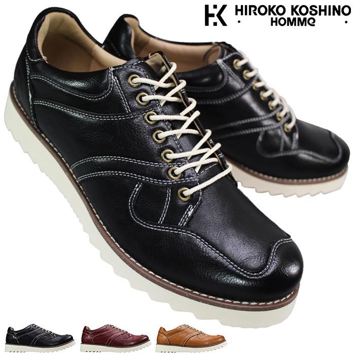 HIROKO KOSHINO カジュアルシューズ HOMME HR5903 ブラック ワイン ブラウン 25cm〜27cm メンズ フェイク ...
