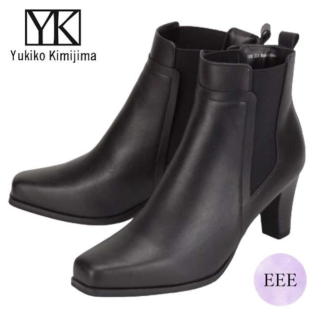 Yukiko Kimijima 1036 ユキコキミジマ ショートブーツ 3E EEE 幅広 スクエアトゥ サイドゴア 本革 履きやすい シンプル 20代 30代 40代 50代 ミセス ...