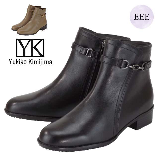 Yukiko Kimijima 9120SFR ユキコキミジマ ショートブーツ 3E EEE 幅広 ローヒール 2WAY 本革 屈曲性 履きやすい 合わせやすい 30代 40代 50代 ミセス ...