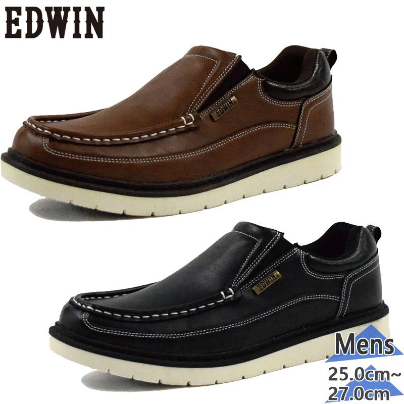 EDWIN エドウィン メンズ 靴 シューズ カジュアル スリッポン 撥水 防滑 滑りにくい シンプル 普段履き 街履き 旅行 お出かけ 通勤 EDW-7381 : シューズ愛ランドヤフー店 ...