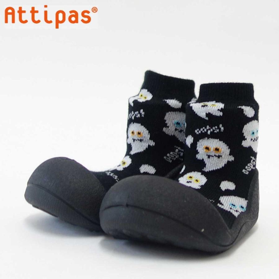 Attipas アティパス OBAKE おばけ A18H ブラック（ベビーシューズ） 赤ちゃんのためのはじめてのソックスシューズ : 靴のシナ ...