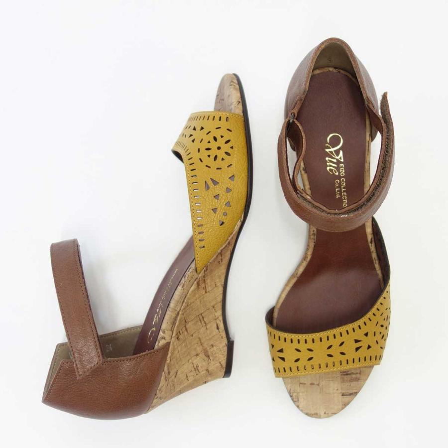 Vue ビュー EIZO Collection 55571 イエロー ブラウン オープントゥ ウェッジシューズ : 靴のシナガワ - 通販 - Yahoo!ショッピング