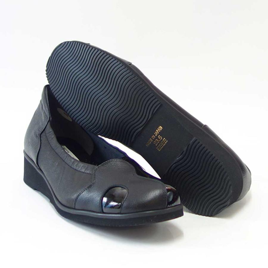 フィズリーン FIZZ REEN 3020 ブラック（レディース） 快適EEEEのウェッジパンプス（日本製） スリッポン ウェッジシューズ 4E レザーシューズ コンフォート : 靴のシナガワ ...