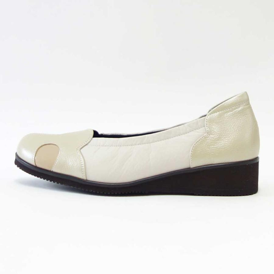 フィズリーン FIZZ REEN 3020 アイボリー（レディース） 快適EEEEのウェッジパンプス（日本製） スリッポン ウェッジシューズ 4E レザーシューズ コンフォート : 靴のシナ ...