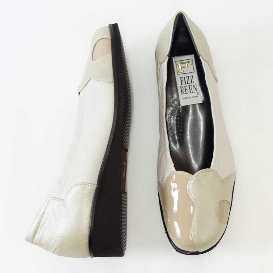 フィズリーン FIZZ REEN 3020 アイボリー（レディース） 快適EEEEのウェッジパンプス（日本製） スリッポン ウェッジシューズ 4E レザーシューズ コンフォート : 靴のシナ ...