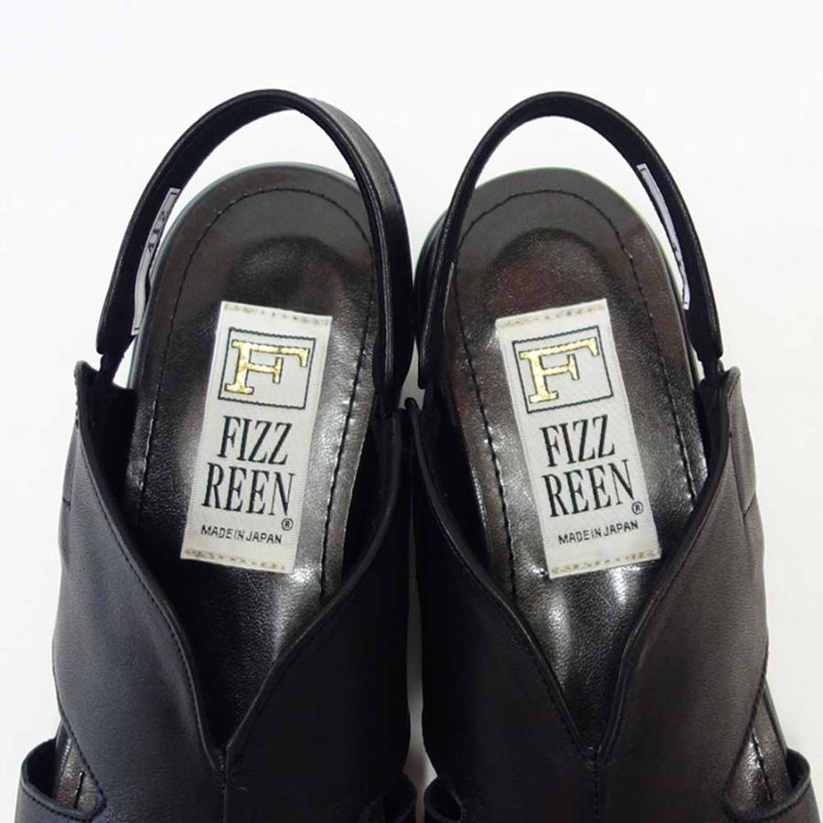 フィズリーン FIZZ REEN 412 ブラック（レディースサンダル） ゆったりEEEEのバックストラップ（日本製） コンフォート カジュアル 4E ウェッジヒール : 靴のシナガワ ...