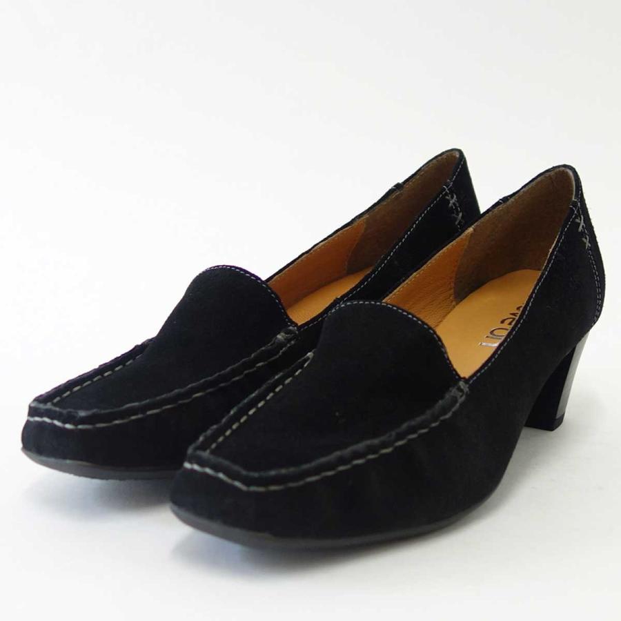 MOVE ON ムーブオン Diamond ブラックスエード ヒールローファー : 靴のシナガワ - 通販 - Yahoo!ショッピング