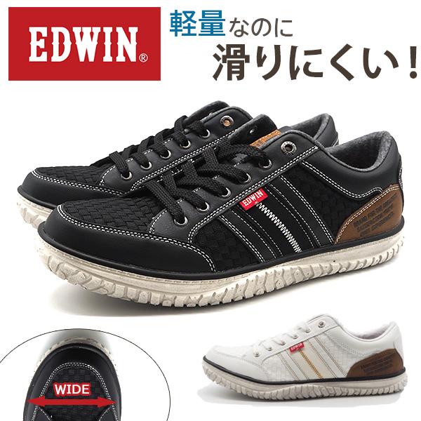 EDWIN エドウィン メンズ スニーカー 靴 黒 ブラック 白 ホワイト 軽い ワイズ 幅広 3E相当 滑りにくい 休日 通学 おしゃれ EDW-7744 : シューズベースYahoo!店 ...