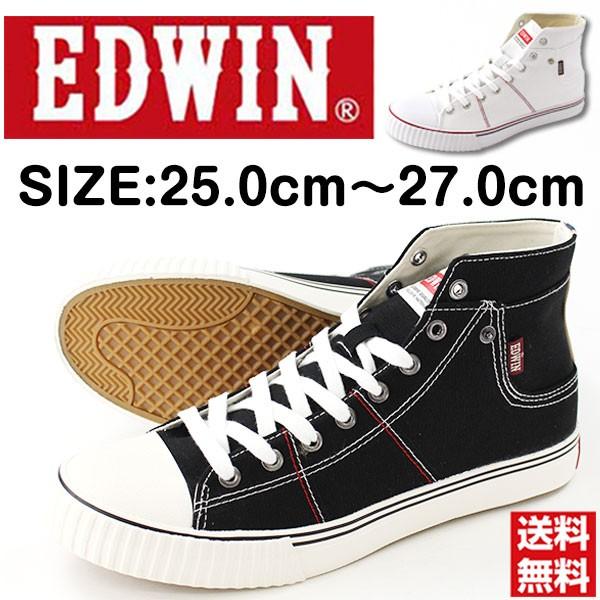 EDWIN（エドウィン） スニーカー メンズ ハイカット おしゃれ 黒 白 キャンバス 編み上げ 無地 カジュアルシューズ 紳士 EDWIN ED-701 : シューズベース Yahoo ...