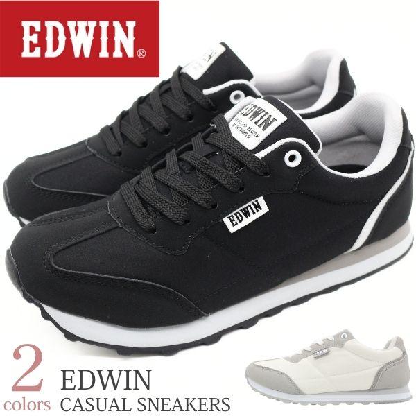 EDWIN エドウィン スニーカー レディース 靴 黒 ブラック グレー 軽い 軽量 疲れない かわいい おしゃれ シンプル 歩きやすい 滑ら ...