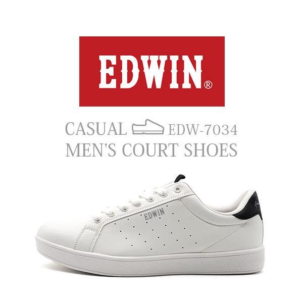 EDWIN エドウィン スニーカー メンズ 靴 白 ホワイト 黒 ブラック 緑 グリーン コートタイプ おしゃれ かっこいい 軽量 軽い 履きやすい 歩きやすい EDW-7034 : シューズ ...