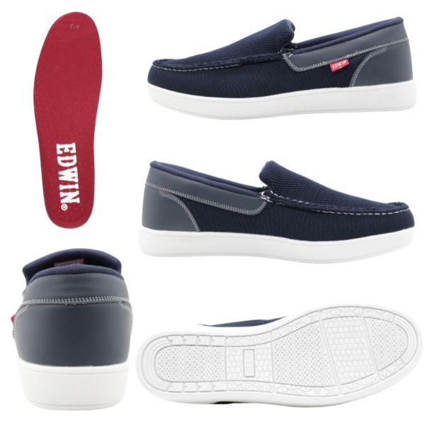 EDWIN エドウィン スニーカー スリッポン メンズ 靴 黒 ブラック 紺 ネイビー 散歩 軽量 軽い メッシュ 蒸れにくい 通気性 快適 EDW-7087 : シューズベース Yahoo ...