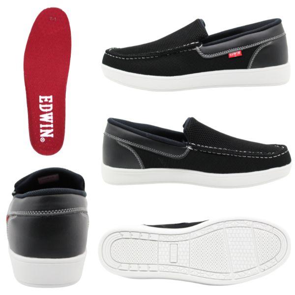 EDWIN エドウィン スニーカー スリッポン メンズ 靴 黒 ブラック 紺 ネイビー 散歩 軽量 軽い メッシュ 蒸れにくい 通気性 快適 EDW-7087 : シューズベース Yahoo ...