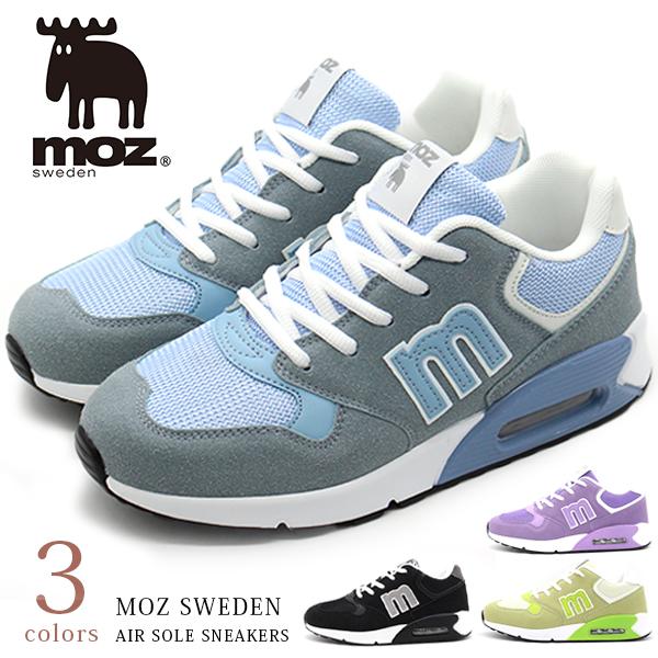 moz モズ スニーカー レディース 靴 黒 ブラック 軽量 人気 ウォーキング ランニング エアークッション 厚底 ブランド かわいい おしゃれ カジュアル MZ-9023 : シューズ ...