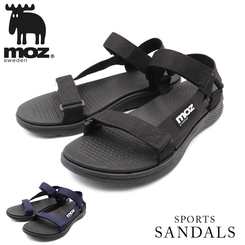 moz モズ サンダル メンズ ストラップ スポーツサンダル 軽量 クッション ブラック ネイビー MZ3824 : mz3824 : シューズストア リオデート mens - 通販 ...