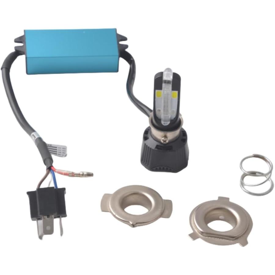 バイクヘッドライトLED H4 Hi/Loビーム交流・直流兼用35wLED 12V U型ディライト・ポジションランプ付ブルー発光 ...