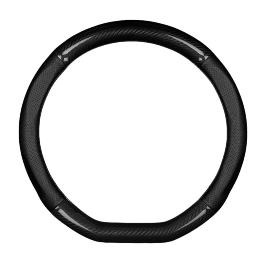 日産 エクストレイルT33 T32 X-TRAIL新型車ハンドルカバー 滑り防止 D型 ステアリングホイールカバー カーボンファイバー PUレザー 直径38cm 車用内装パーツ ...