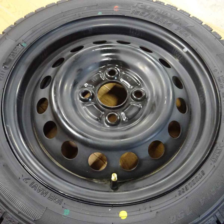 155/65R14×4.5J 75Q スタッドレスタイヤ＆鉄ホイール 4本SET グッドイヤー アイスナビ 7 2021年製 :A7526 ...
