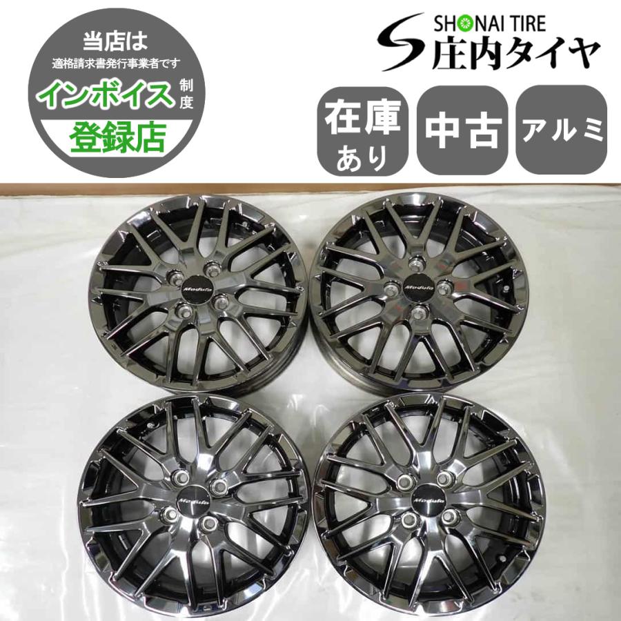 4本SET 会社宛 送料無料 15×4.5J ホンダ 純正OP MODULO MS-034 アルミ 4穴 PCD 100 +45 ハブ径56 N-BOX ブラックスパッタリング NO ...