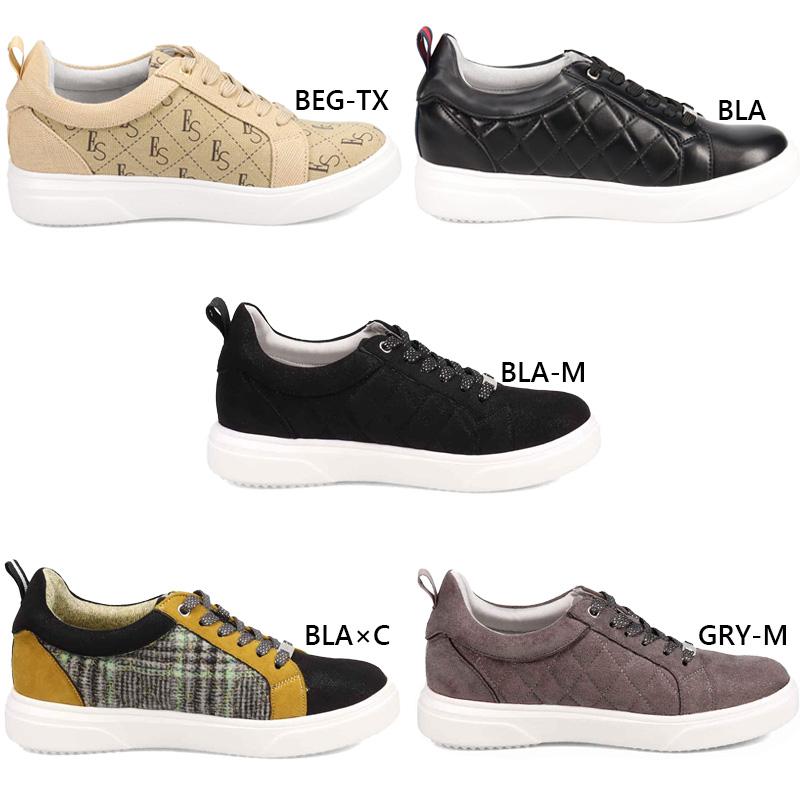 ELLE SPORT 3E 幅広 ワイド エルスポーツ レディース インヒールレースアップスニーカー スニーカー 靴 シューズ インヒール 軽量 通勤 通学 おしゃれ カジュアル ...