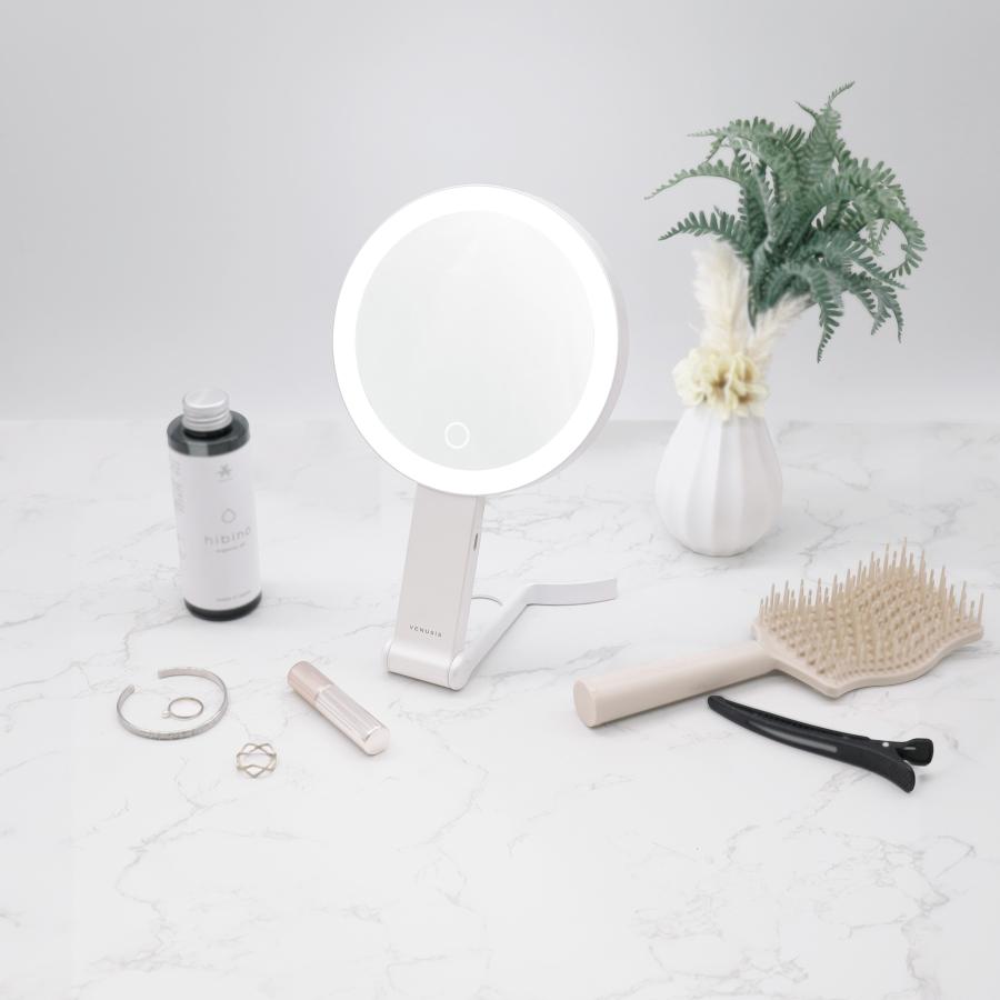 VENUSiS ヴィナシス 3WAY LEDミラー VML-4100-5X ホワイト【女優ミラー 3色調光 充電式 手鏡 折りたたみミラー 壁掛け メイクミラー 明るさ調整】 : オルゴ ...