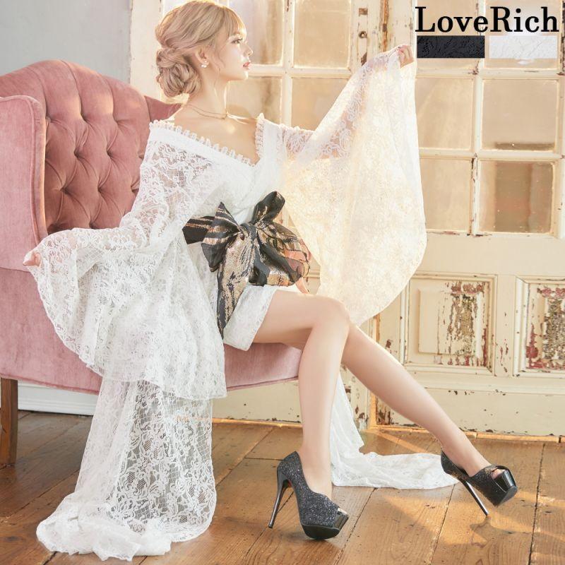 LoveRich ラブリッチ 【高級ライン】【2カラー/2点セット】総レース ロングinミニスカート 美胸 ロング 豪華 帯 花魁 着物 ドレス コスプレ イベント [1159 ...