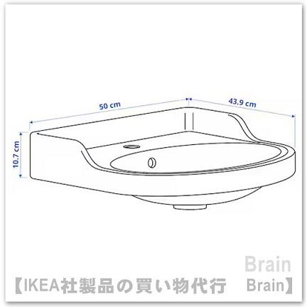 IKEA/イケア RUTSJON/ルートショーン 半埋め込み式洗面ボウル・排水トラップ付き50x44 cm ホワイト（395.170.35 ...