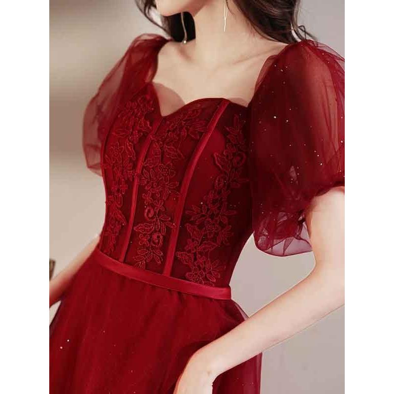 ドレス 大人 ピアノ 発表会ワインレッド 妊婦 パーティードレスロング